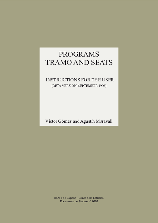 (PDF) Programs TRAMO and SEATS: Instructions for the User