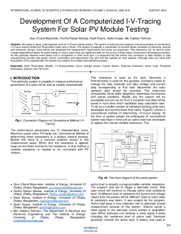 (PDF) Development Of A Computerized I-V-Tracing System For Solar PV ...