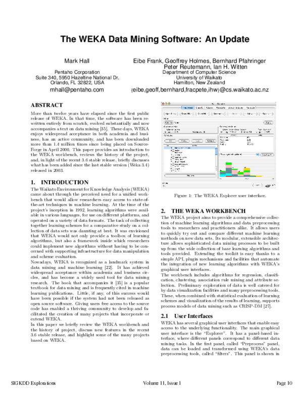 (PDF) The WEKA data mining software | Peter Reutemann - Academia.edu