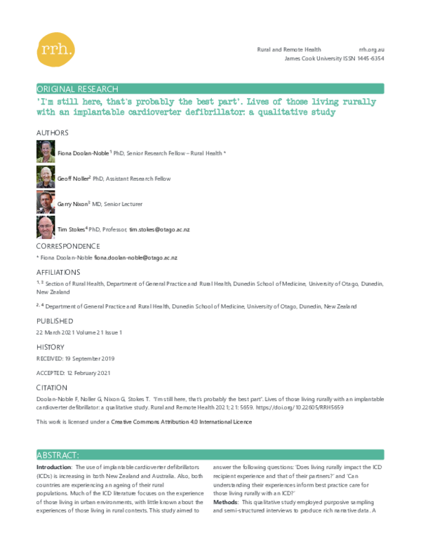 (PDF) I'm still here, that's probably the best part'. Lives of those ...