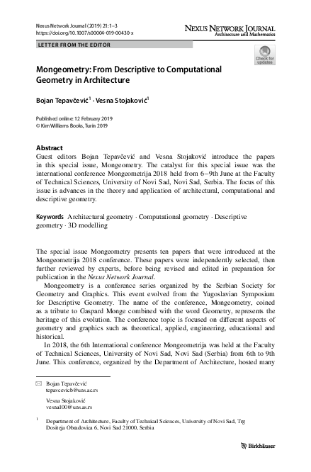 (PDF) Mongeometry: From Descriptive to Computational Geometry in ...