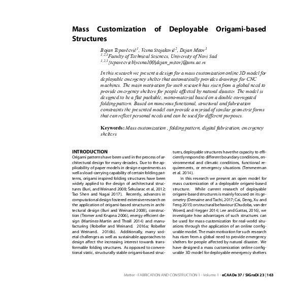 (PDF) Mass Customization of Deployable Origami-based Structures