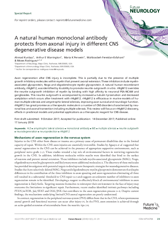 (PDF) A natural human monoclonal antibody protects from axonal injury ...