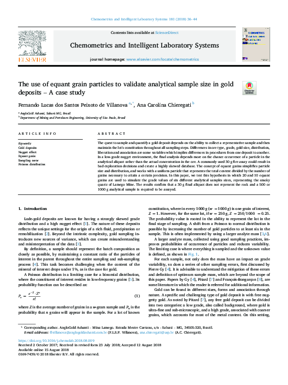 (PDF) The use of equant grain particles to validate analytical sample size in gold deposits – A ...