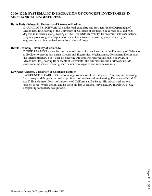 (PDF) Systematic Integration Of Concept Inventories In Mechanical ...