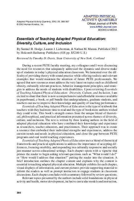 (PDF) Essentials of Teaching Adapted Physical Education