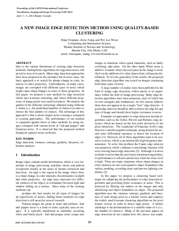 (PDF) A New Image Edge Detection Method using Quality-based Clustering (PDF) A New Image Edge Detection Method using Quality-based Clustering