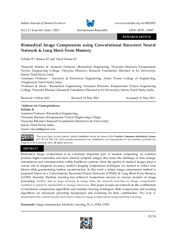 Pdf Biomedical Image Compression Using Convolutional Recurrent Neural Network And Long Short