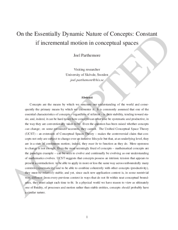(PDF) On the Essentially Dynamic Nature of Concepts: Constant if Incremental Motion in ...