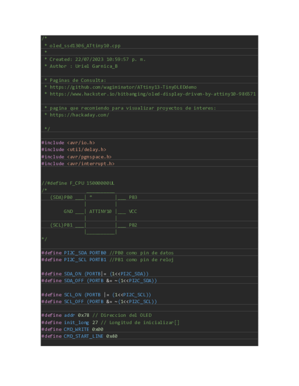 (PDF) Código OLED SSD1306 con I2C por Software