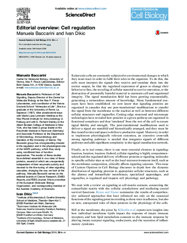 (PDF) Editorial overview: Cell regulation