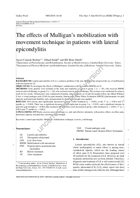 (PDF) The effects of Mulligan’s mobilization with movement technique in ...