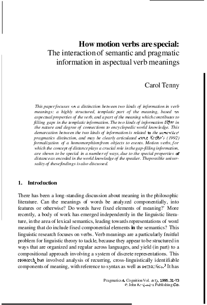 (PDF) How motion verbs are special