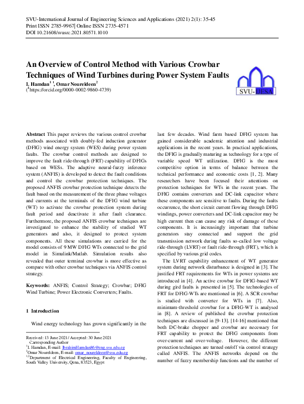 (PDF) An Overview of Control Method with Various Crowbar Techniques of Wind Turbines during ...