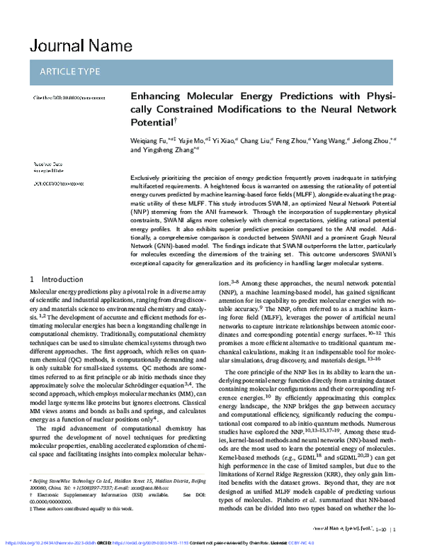 (PDF) Enhancing Molecular Energy Predictions with Physically ...