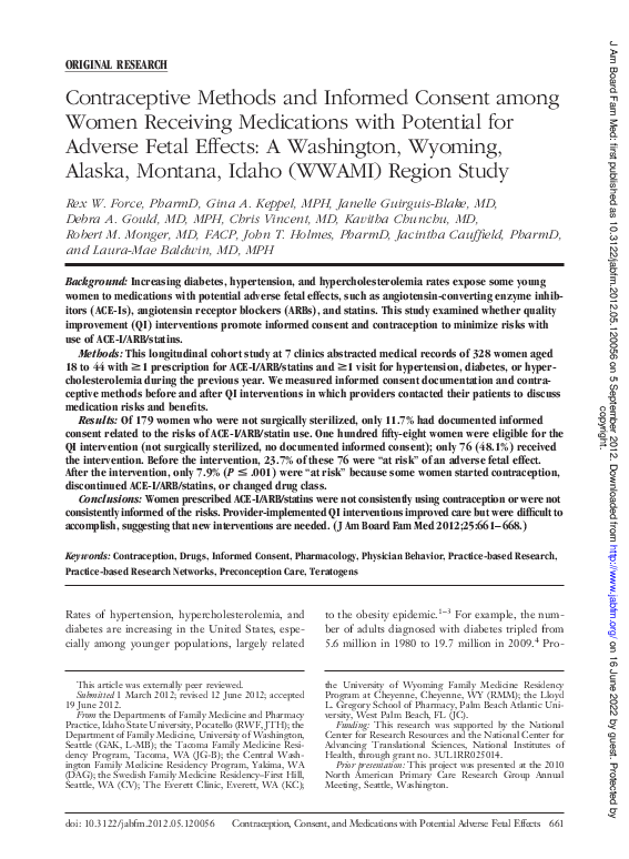 (PDF) Contraceptive Methods and Informed Consent among Women Receiving ...