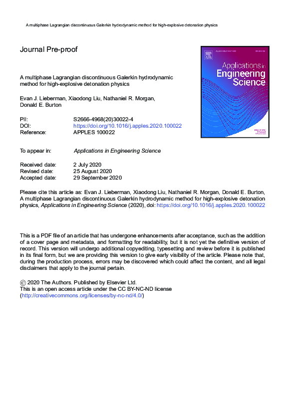 (PDF) A multiphase Lagrangian discontinuous Galerkin hydrodynamic ...