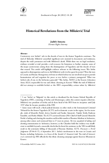 (PDF) Historical Revelations from the Milošević Trial