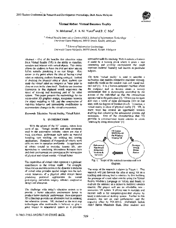 (PDF) Virtual robot: virtual becomes reality (PDF) Virtual robot: virtual becomes reality