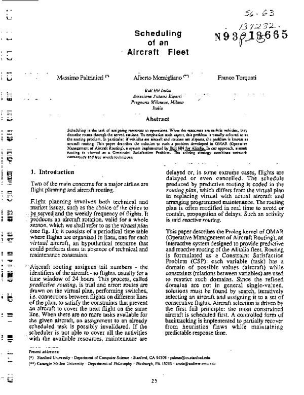 (PDF) Scheduling of an aircraft fleet