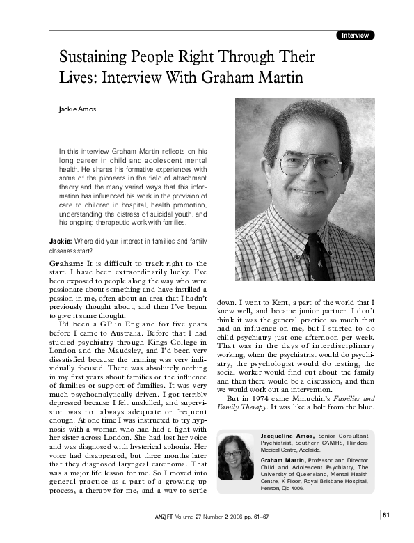 (PDF) Sustaining People Right Through Their Lives: Interview With ...