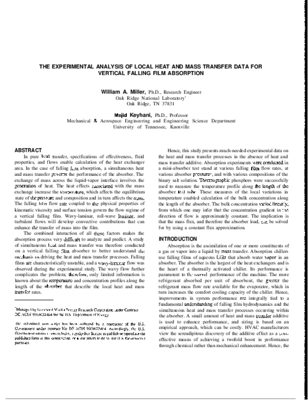 (PDF) The Experimental Analysis of Local Heat and Mass Transfer Data ...