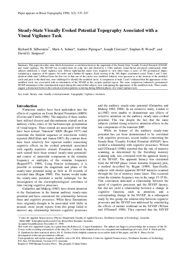 (PDF) Steady-State Visually Evoked Potential topography associated with ... (PDF) Steady-State Visually Evoked Potential topography associated with ...