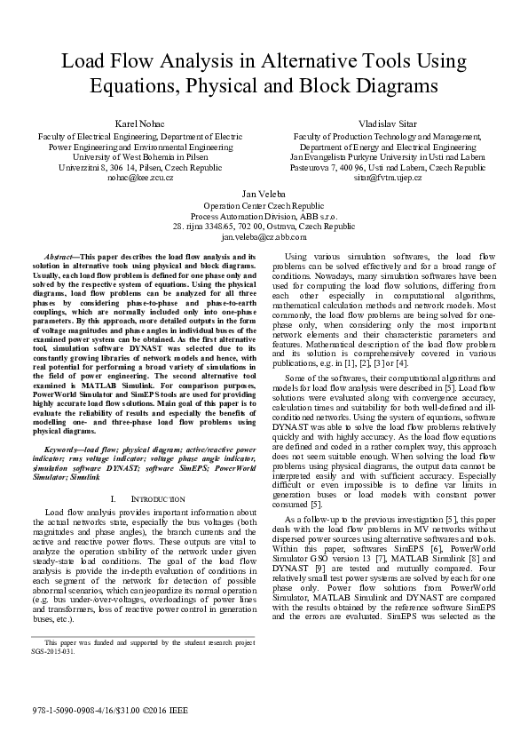 (PDF) Load flow analysis in alternative tools using equations, physical and block diagrams