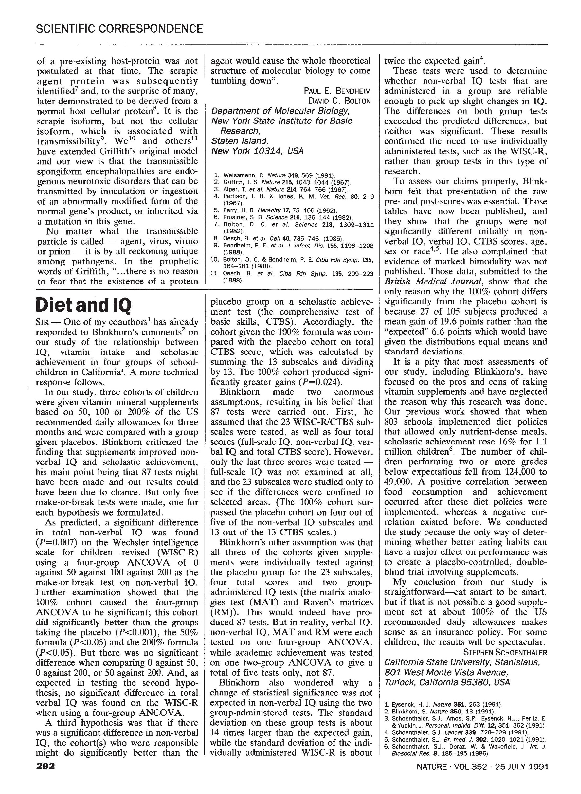 (PDF) Diet and IQ