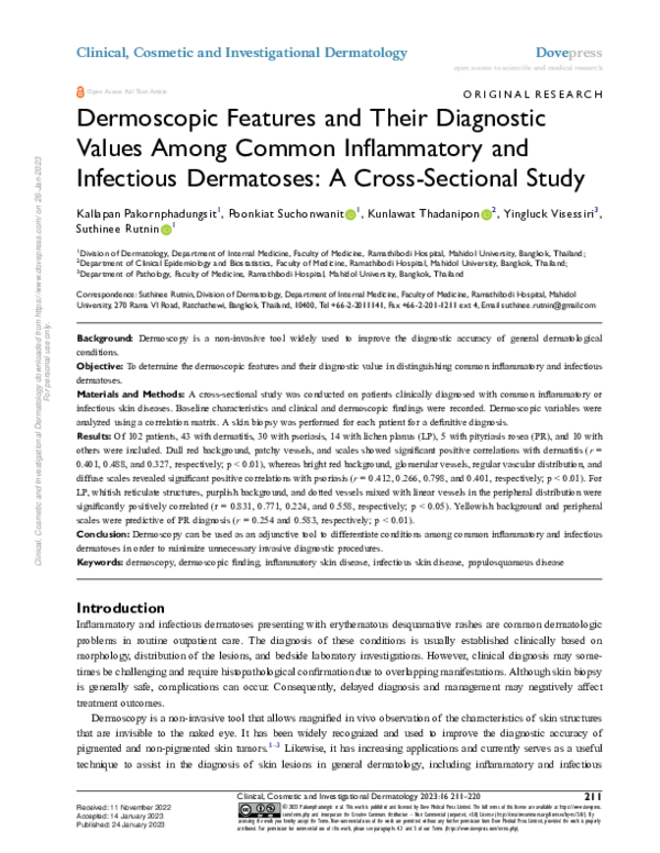 (PDF) Dermoscopic Features and Their Diagnostic Values Among Common ...