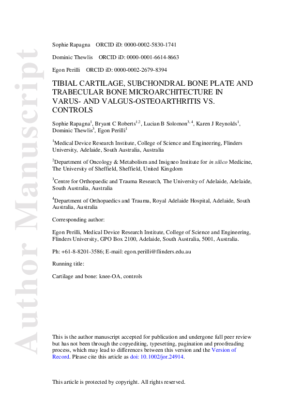 (PDF) Tibial cartilage, subchondral bone plate and trabecular bone ...