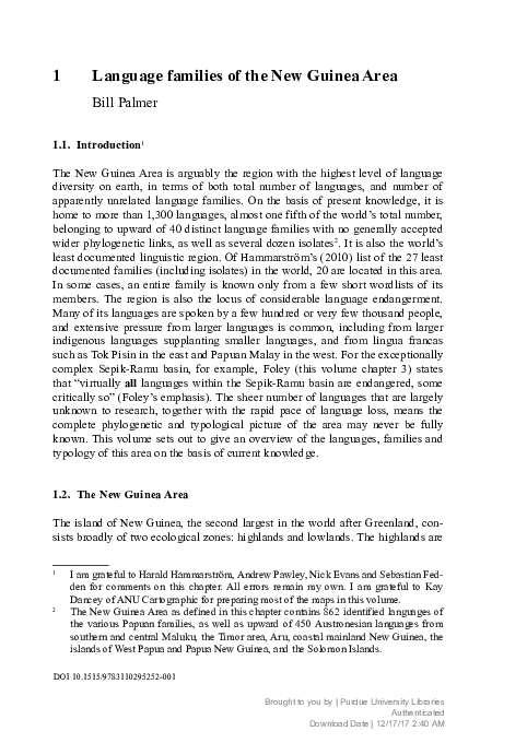 (PDF) The Languages and Linguistics of the New Guinea Area: A ...