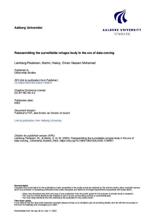 (PDF) Re-assembling the surveillable refugee body in the era of data ...