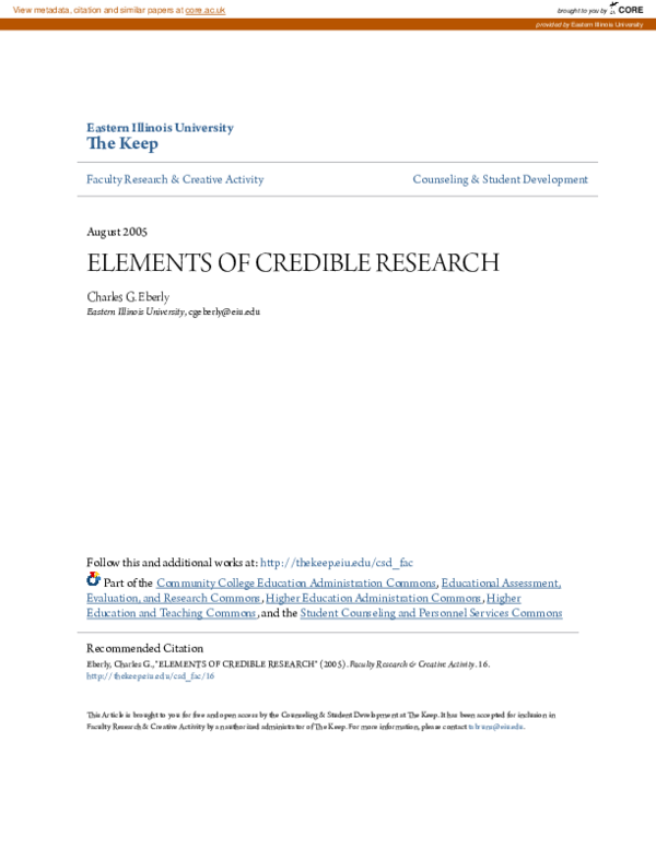 (PDF) Elements of Credible Research | Charles Eberly - Academia.edu
