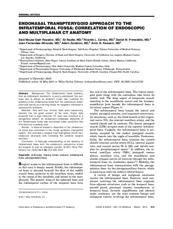 (PDF) Endonasal transpterygoid approach to the infratemporal fossa: Correlation of endoscopic ...