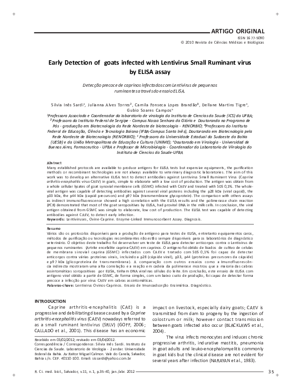 (PDF) Early Detection of goats infected with Lentivirus Small Ruminant ...