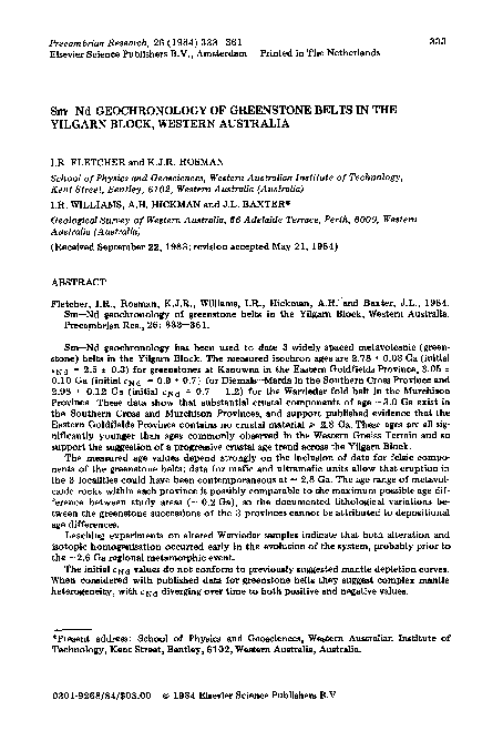 (PDF) Sm Nd geochronology of greenstone belts in the Yilgarn Block ...