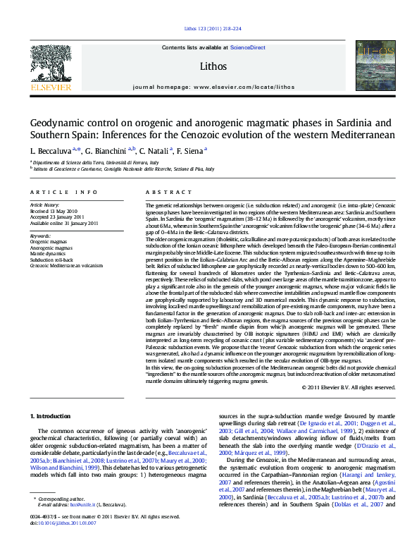 (PDF) Geodynamic control on orogenic and anorogenic magmatic cycles in ...