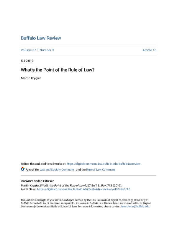 (PDF) What’s the Point of the Rule of Law?
