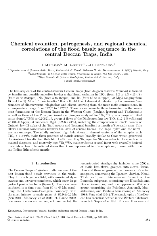 (PDF) Chemical evolution, petrogenesis, and regional chemical ...
