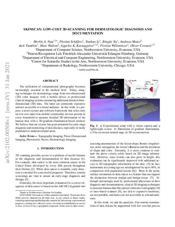 (PDF) Skinscan: Low-Cost 3D-Scanning for Dermatologic Diagnosis and ...