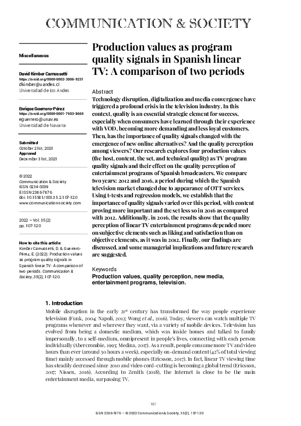(PDF) Production values as program quality signals in Spanish linear TV ...