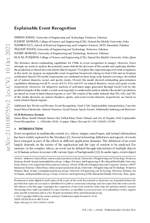 (PDF) Explainable Event Recognition