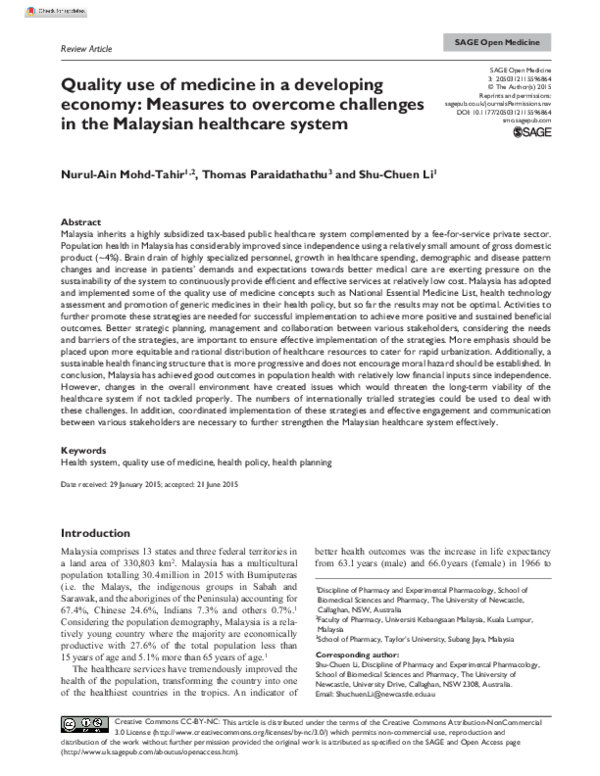 (PDF) Quality use of medicine in a developing economy: Measures to ...