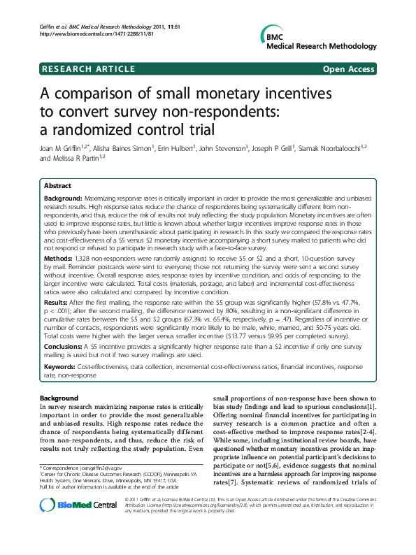 (PDF) A comparison of small monetary incentives to convert survey non ...
