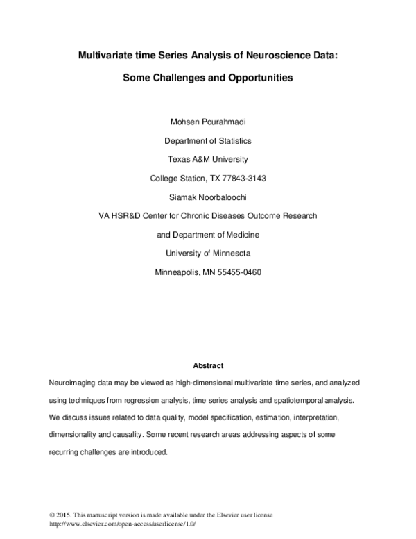 (PDF) Multivariate time series analysis of neuroscience data: some ...