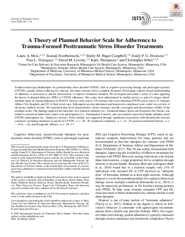(PDF) A Theory of Planned Behavior Scale for Adherence to Trauma ...