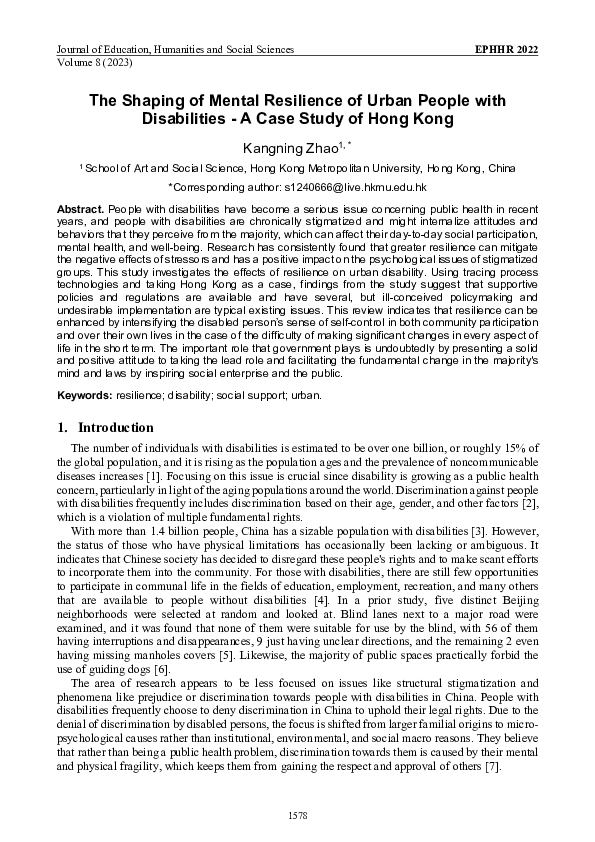 (PDF) The Shaping of Mental Resilience of Urban People with ...