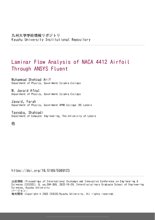 (PDF) Laminar Flow Analysis of NACA 4412 Airfoil Through ANSYS Fluent