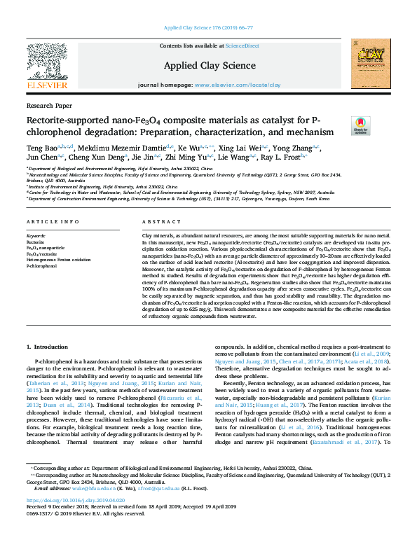 (PDF) Rectorite-supported nano-Fe3O4 composite materials as catalyst ...